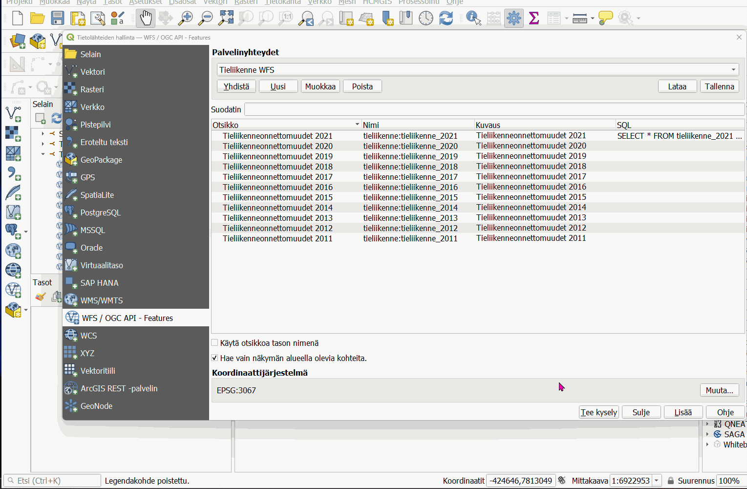 3 Harjoitus 2: Paikkatietoaineistot ja -palvelut | Johdanto QGISin käyttöön - Harjoitukset